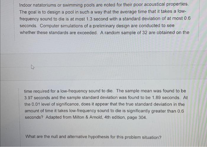 Solved Indoor natatoriums or swimming pools are noted for | Chegg.com