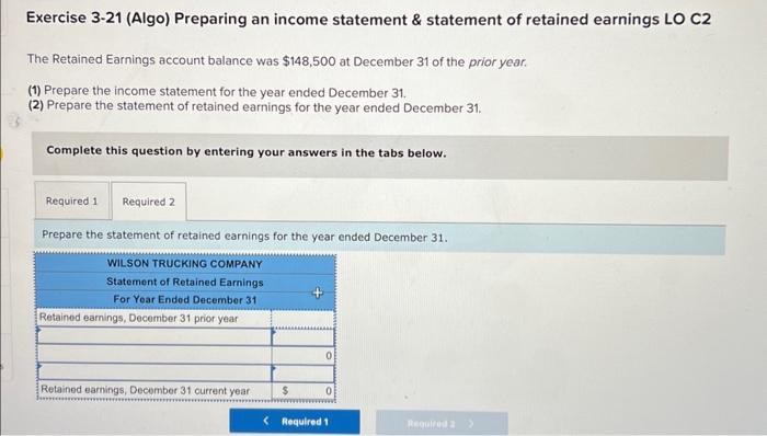Solved Exercise 3-21 (Algo) Preparing an income statement & | Chegg.com