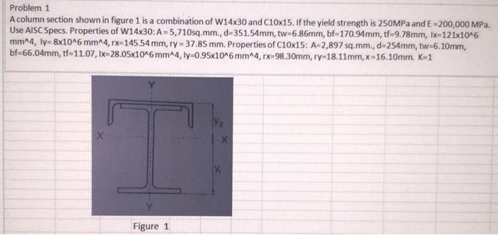 Solved Problem 1 A column section shown in figure 1 is a | Chegg.com