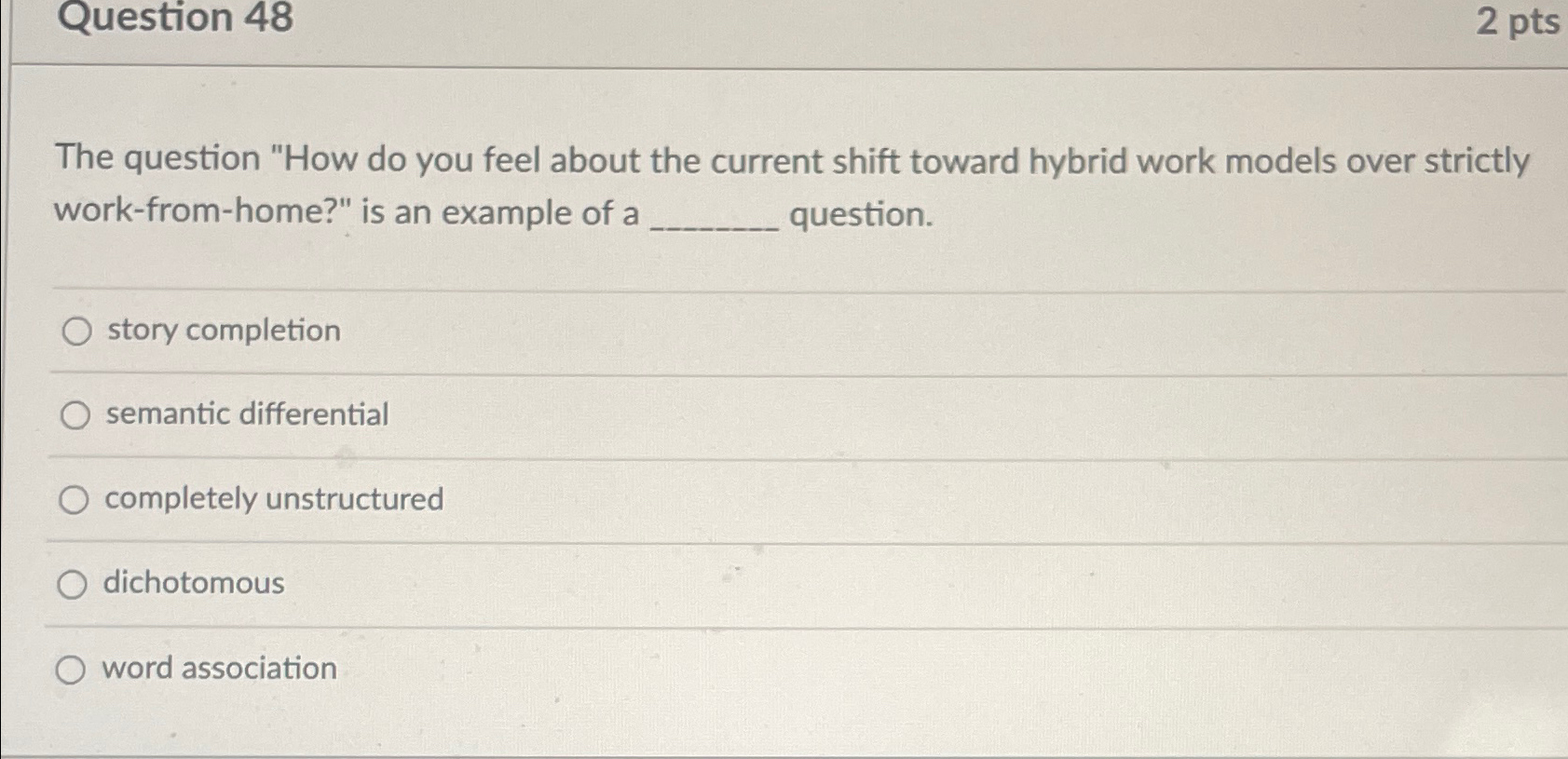 Solved Question 482 ﻿ptsThe question "How do you feel about | Chegg.com