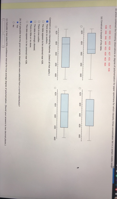 Solved An Article Contained The Following Observations On