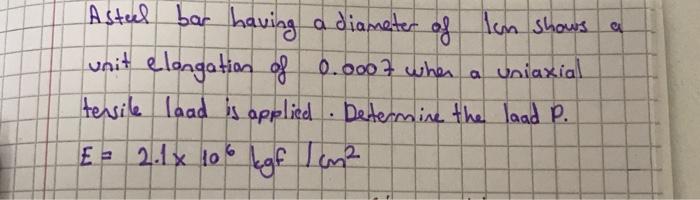 Solved Astul bar having a diameter of Ion shows a unit | Chegg.com