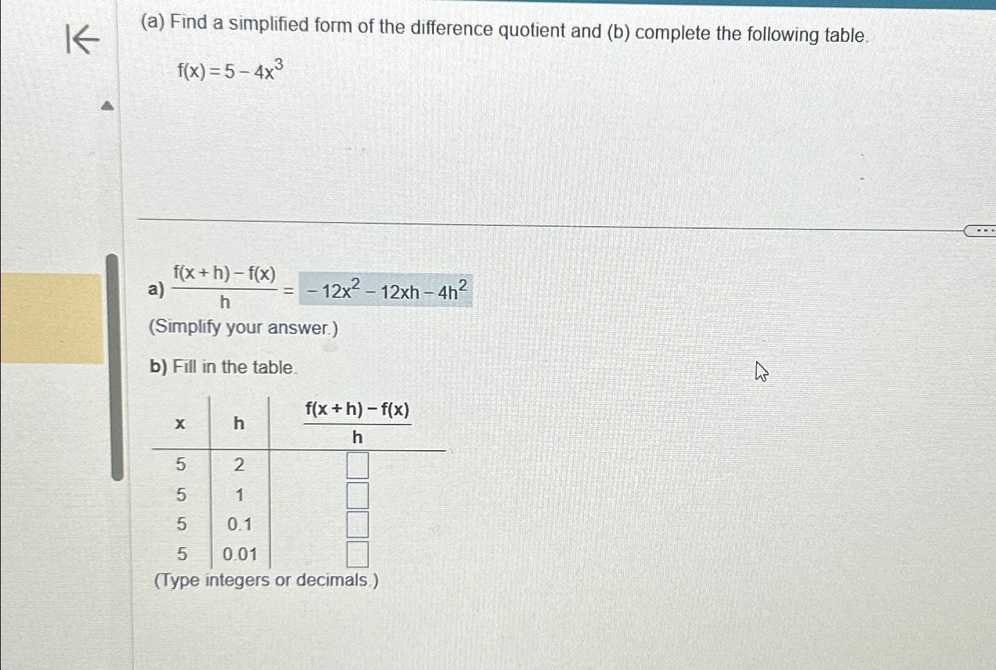 Solved (a) ﻿Find a simplified form of the difference | Chegg.com
