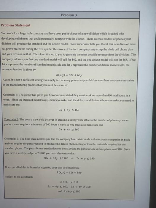 Solved Problem Statement You work for a large tech company | Chegg.com