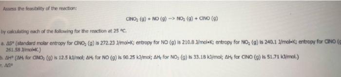 Solved Problem 4 Assess the fusibility of the reaction CINO | Chegg.com