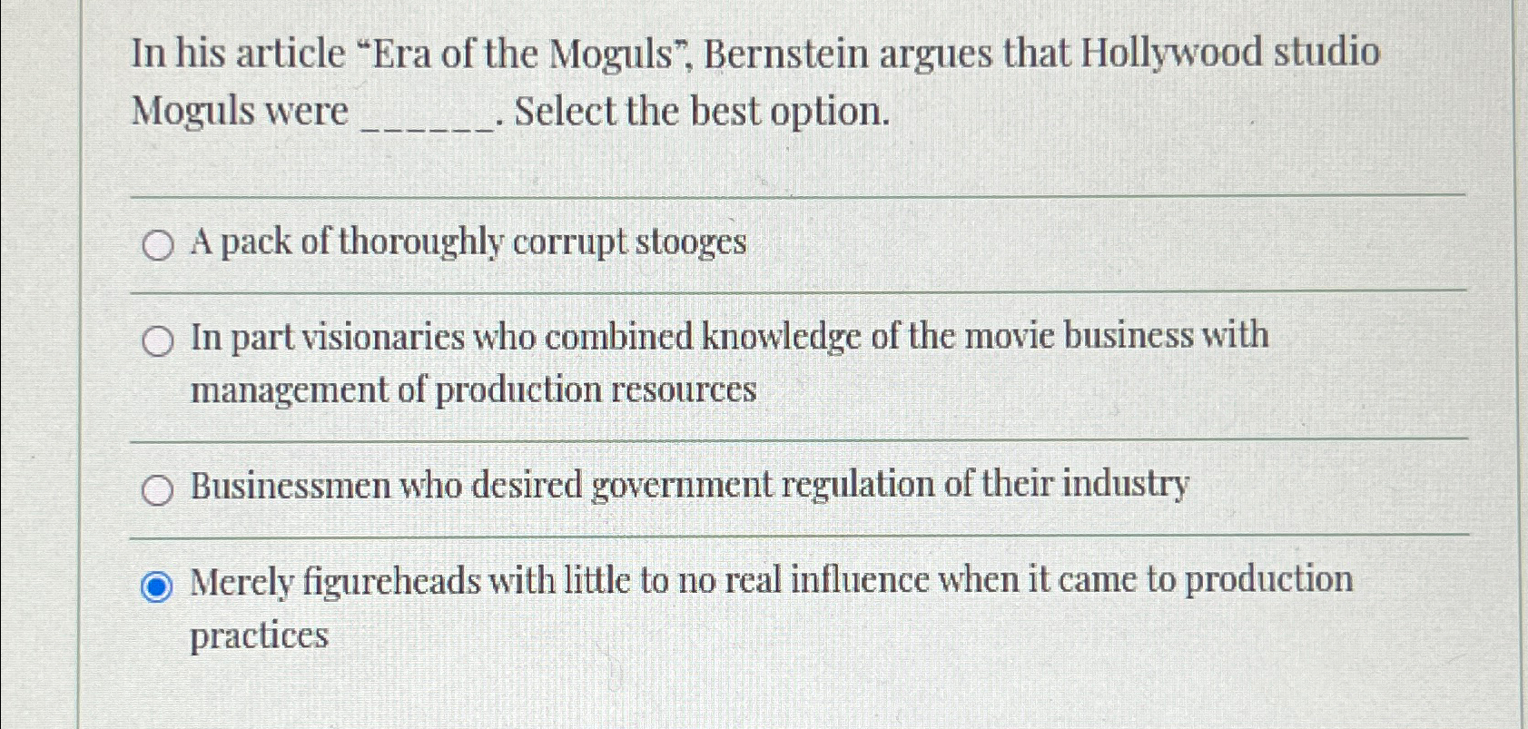 Solved In his article "Era of the Moguls”, ﻿Bernstein argues | Chegg.com
