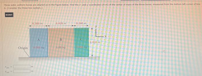 Solved Three solid, uniform boxes are aligned as in the | Chegg.com