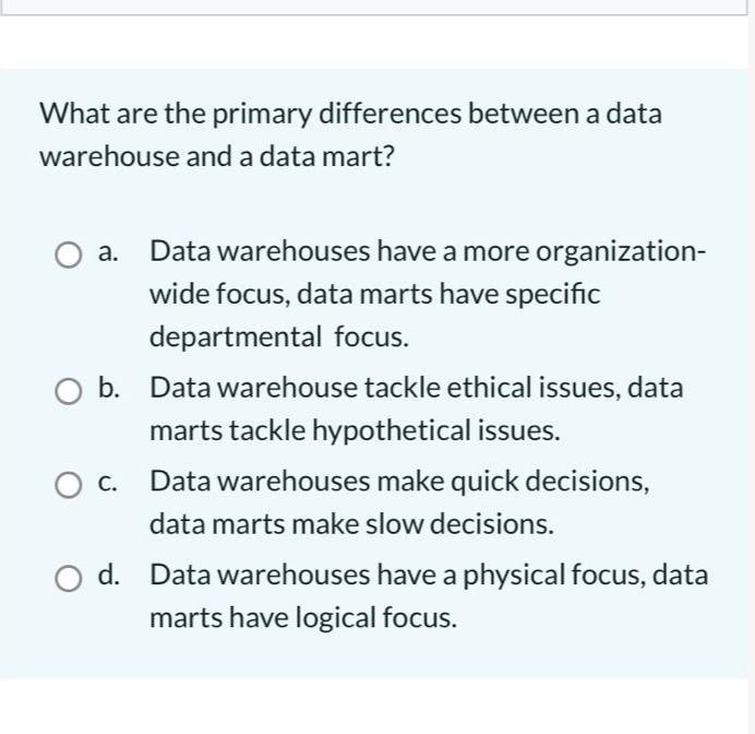 Solved What are the primary differences between a data | Chegg.com