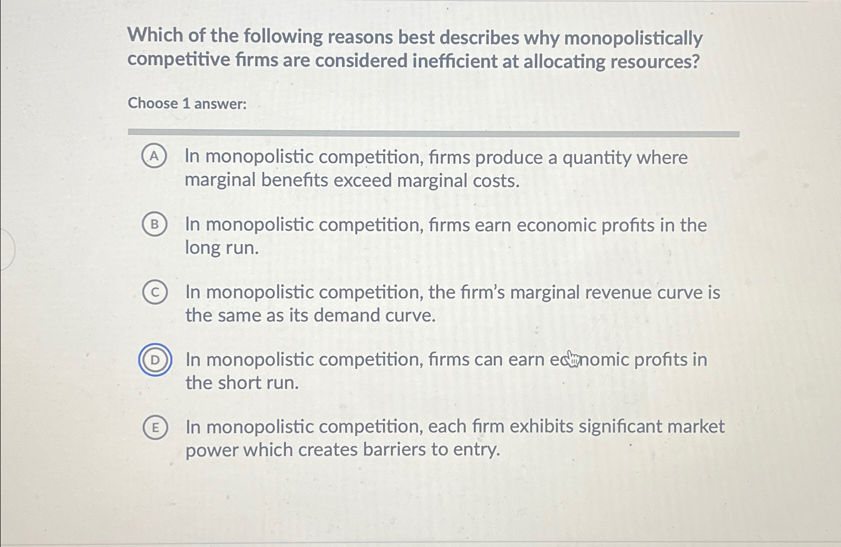 Solved Which of the following reasons best describes why | Chegg.com