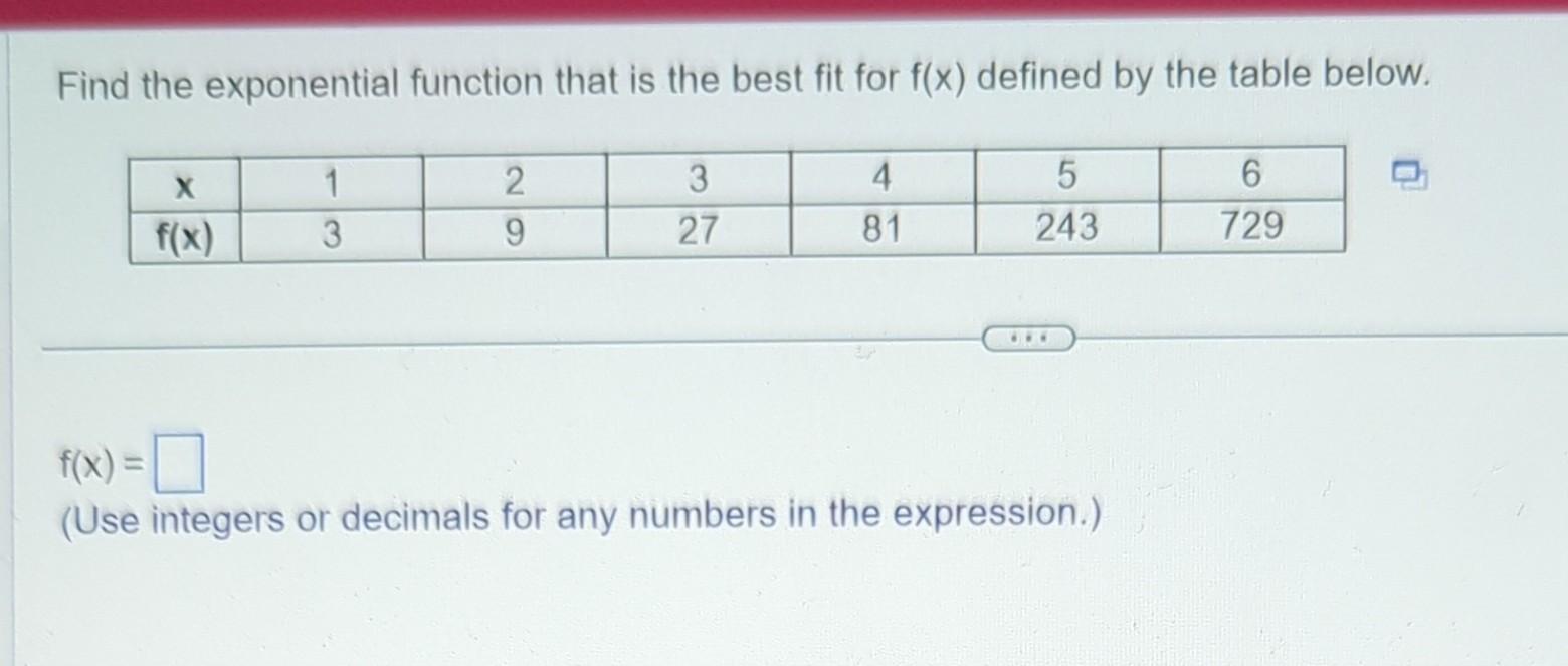 Solved Find the exponential function that is the best fit | Chegg.com