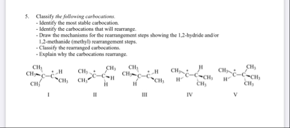Solved Classify the following carbocations.Identify the most | Chegg.com