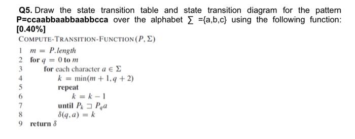Solved Q5. Draw the state transition table and state | Chegg.com