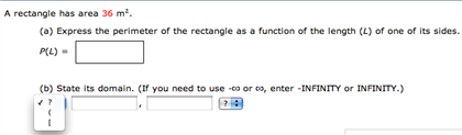 Solved A rectangle has area 36 m2. Express the perimeter of | Chegg.com