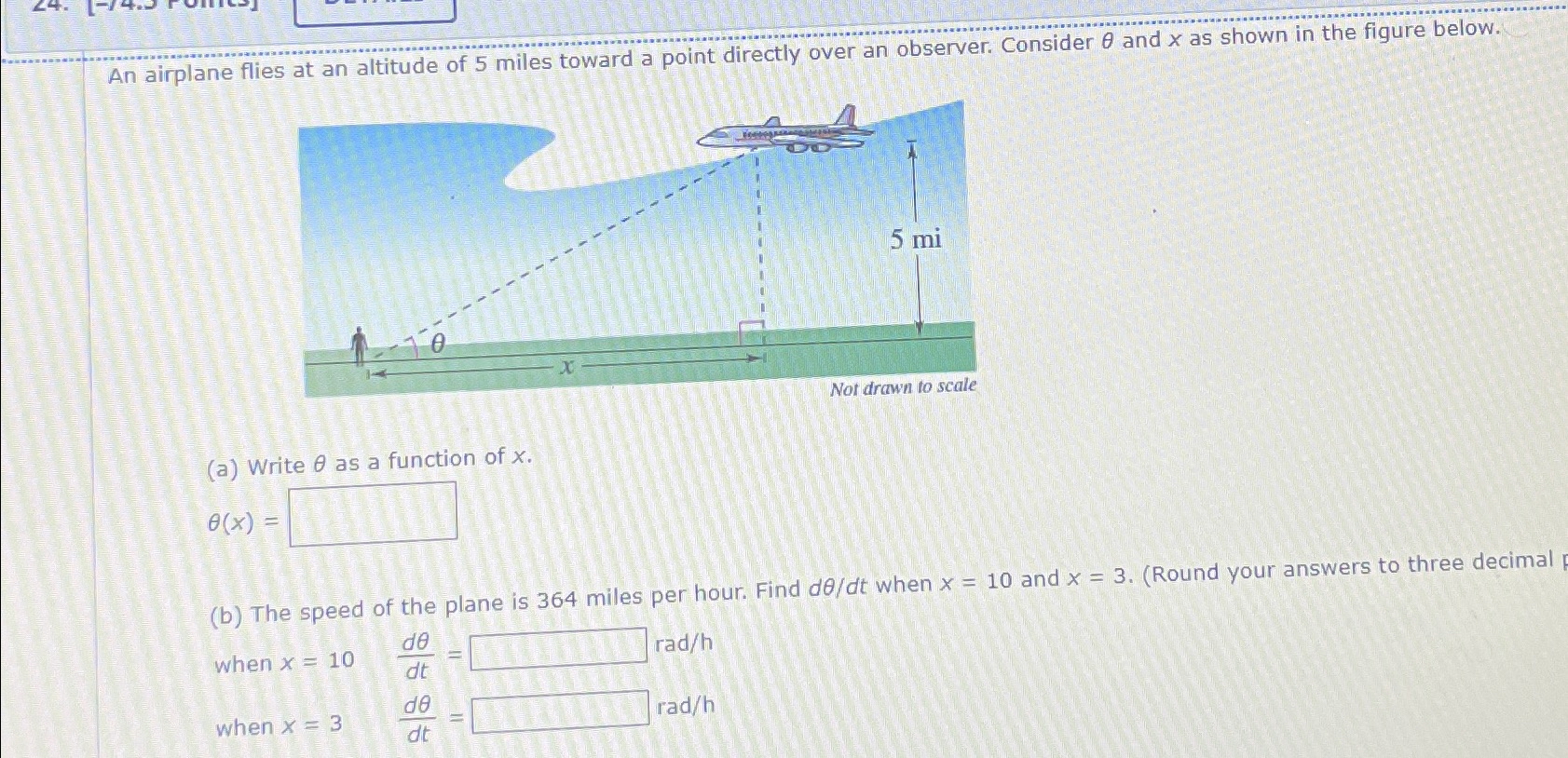 Solved (a) ﻿Write θ ﻿as a function of x.θ(x)=(b) ﻿The speed | Chegg.com