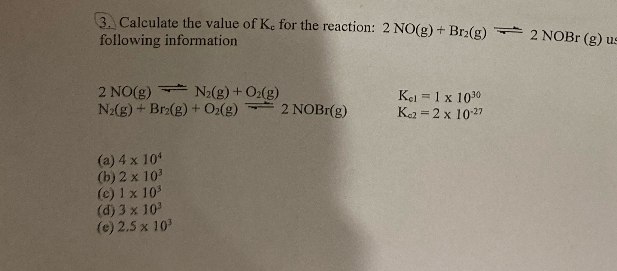 Solved Calculate the value of Kc ﻿for the reaction: | Chegg.com