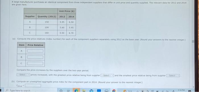 Solved Compute a 2014 weighted aggregate price index for the | Chegg.com