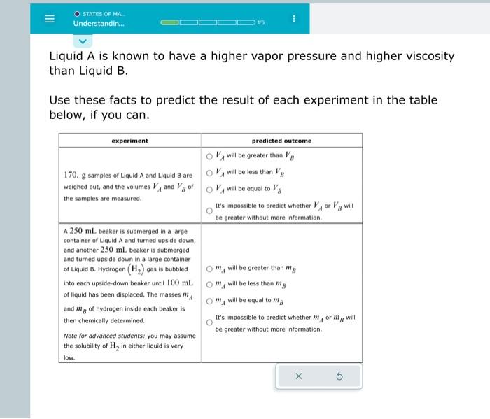 Solved Liquid A is known to have a higher vapor pressure and | Chegg.com