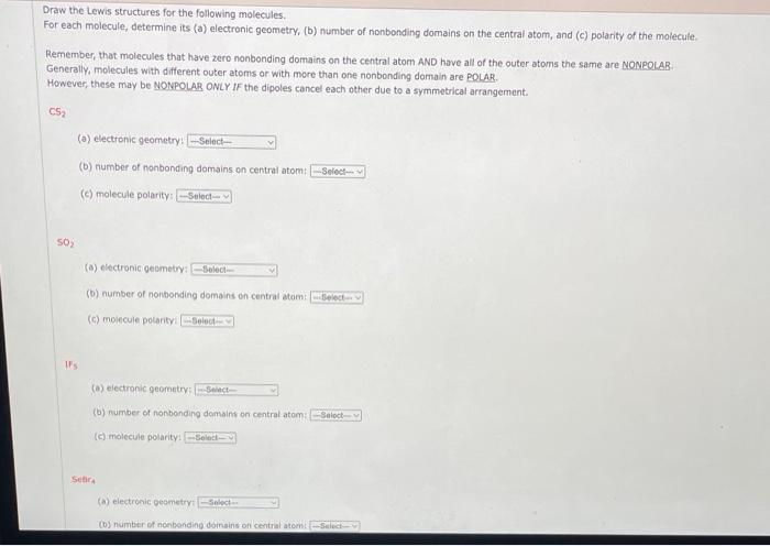 Solved Draw the Lewis structures for the following | Chegg.com
