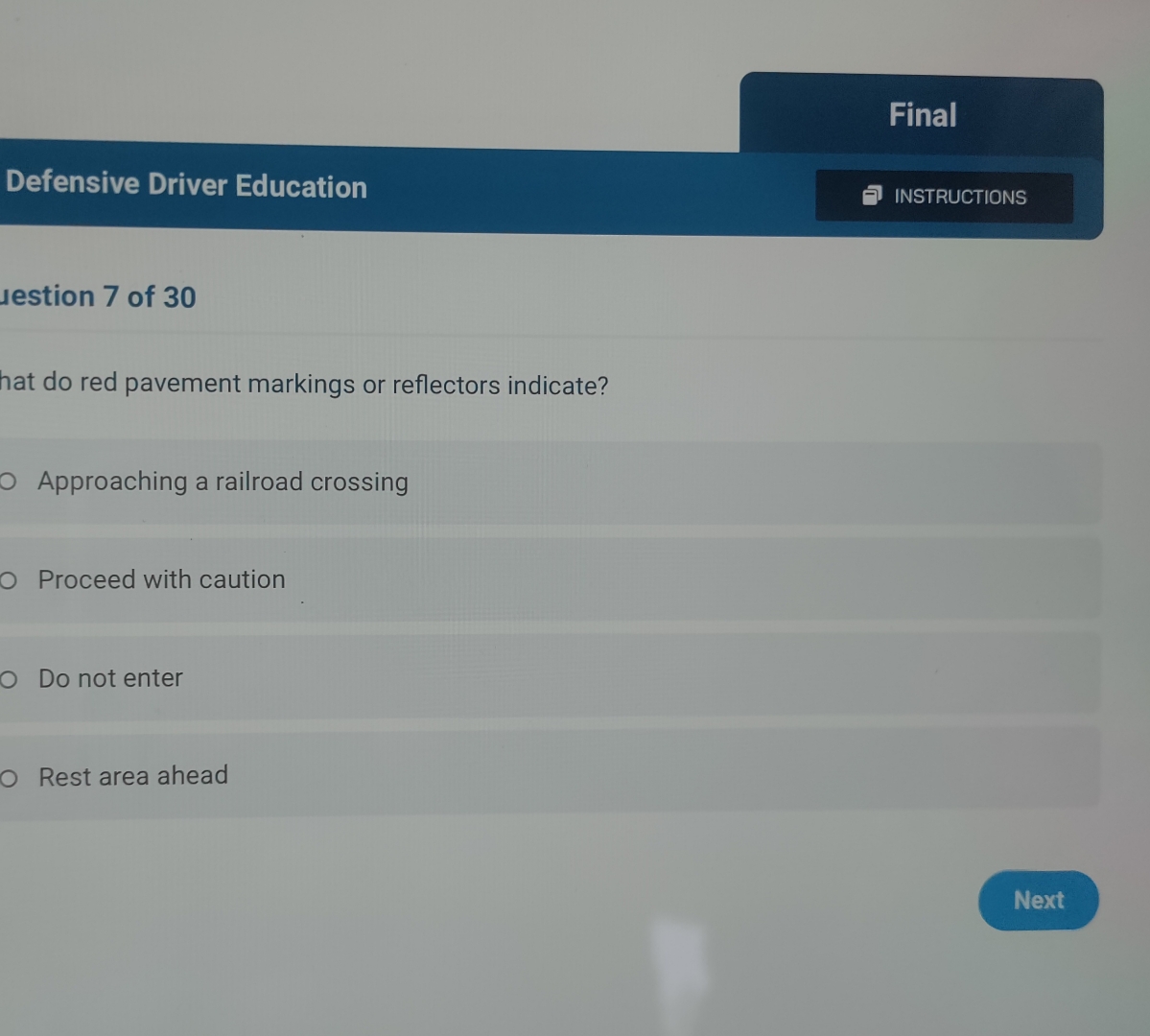 Solved FinalDefensive Driver EducationJestion 7 ﻿of 30hat do | Chegg.com