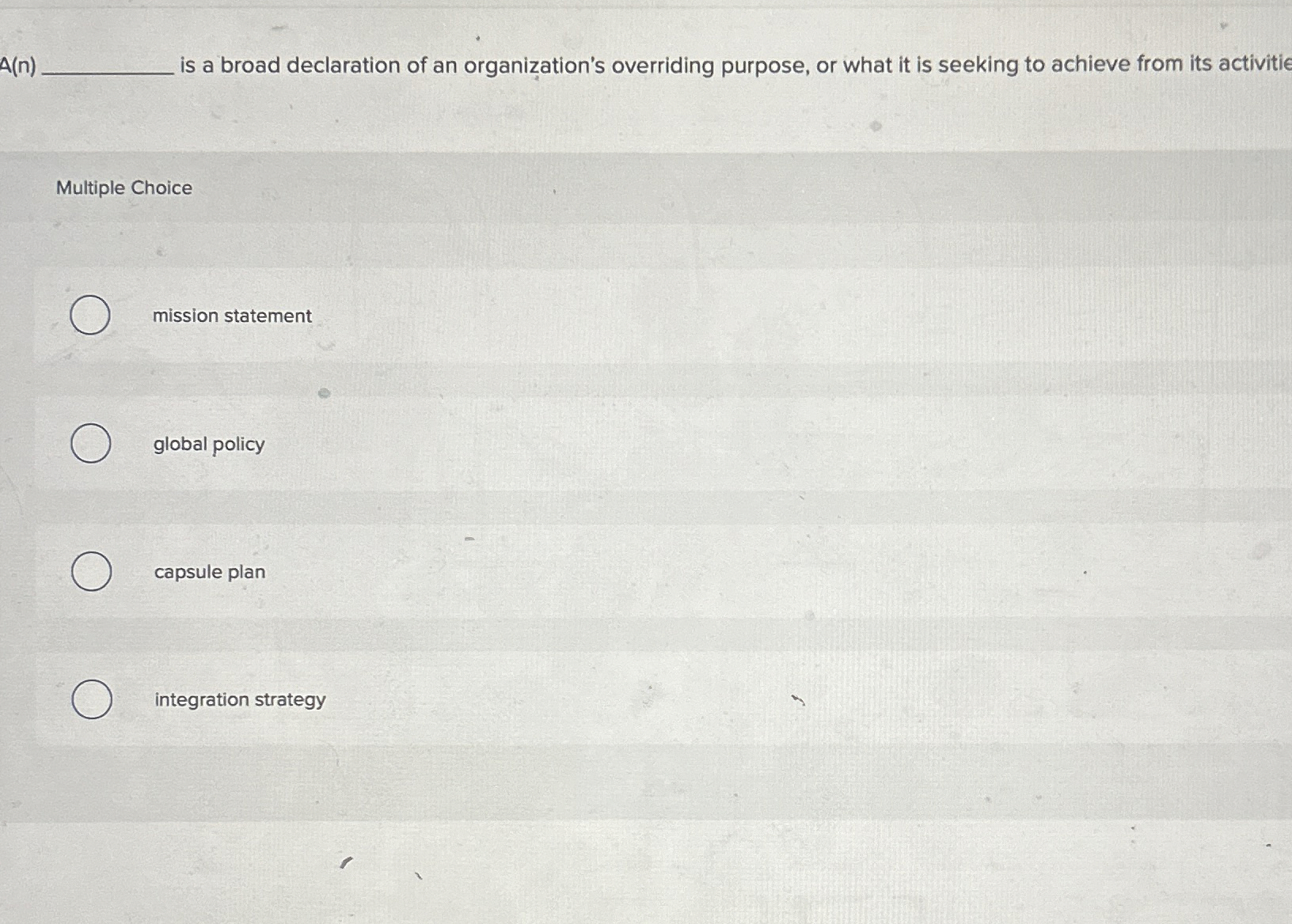 Solved is a broad declaration of an organization's | Chegg.com