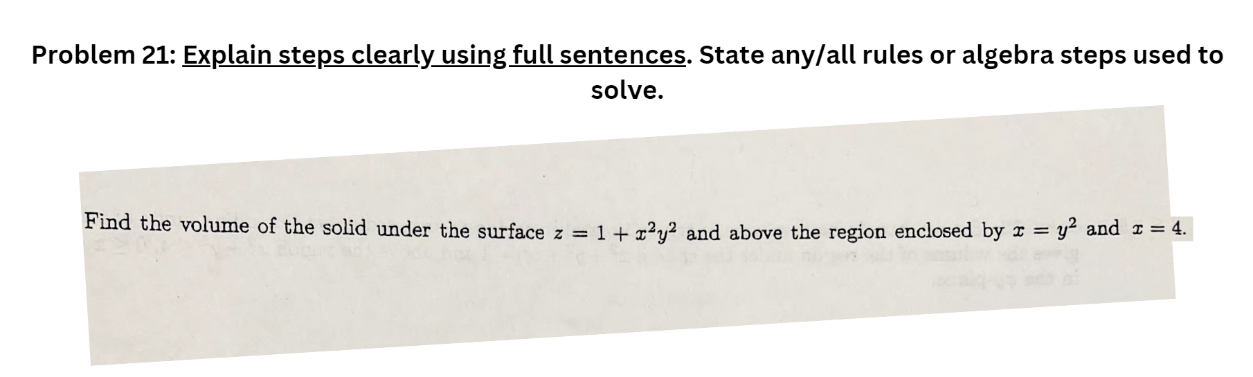 Solved Find the volume of the solid under the surface | Chegg.com
