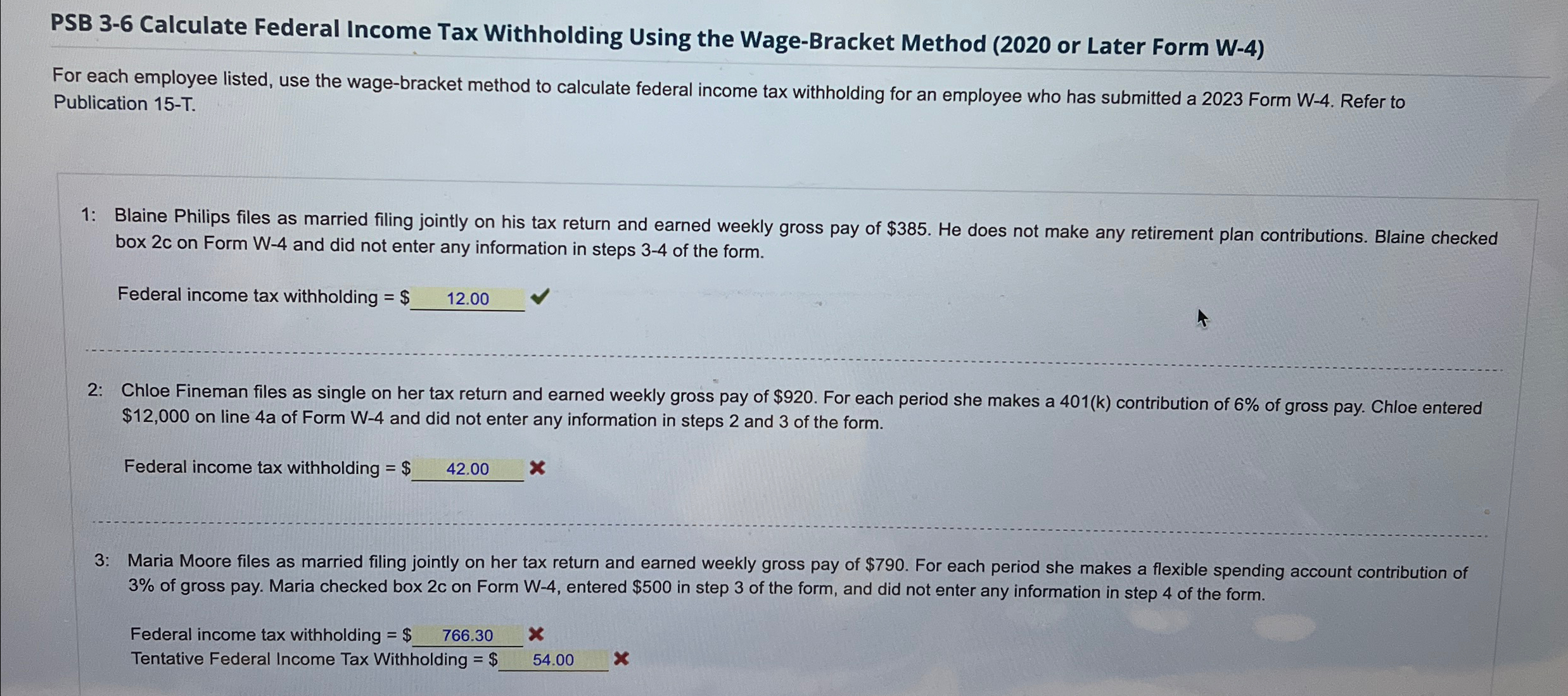 Solved PSB 3-6 ﻿Calculate Federal Income Tax Withholding | Chegg.com