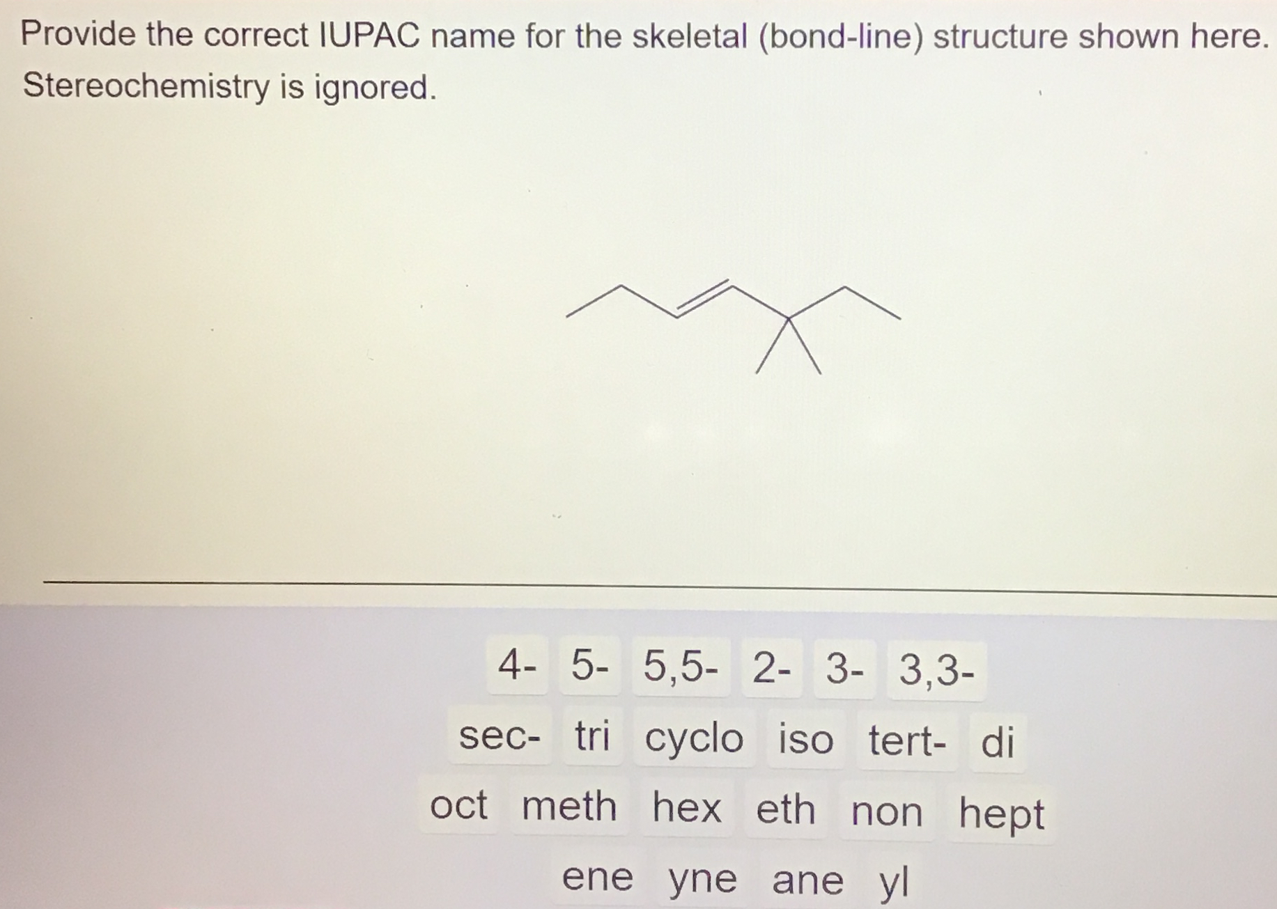 Solved Provide the correct IUPAC name for the skeletal | Chegg.com
