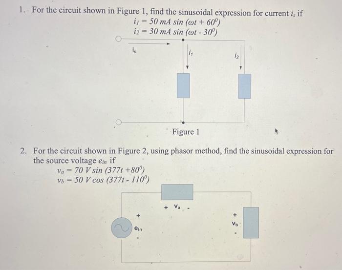 Solved 1. For the circuit shown in Figure 1, find the | Chegg.com