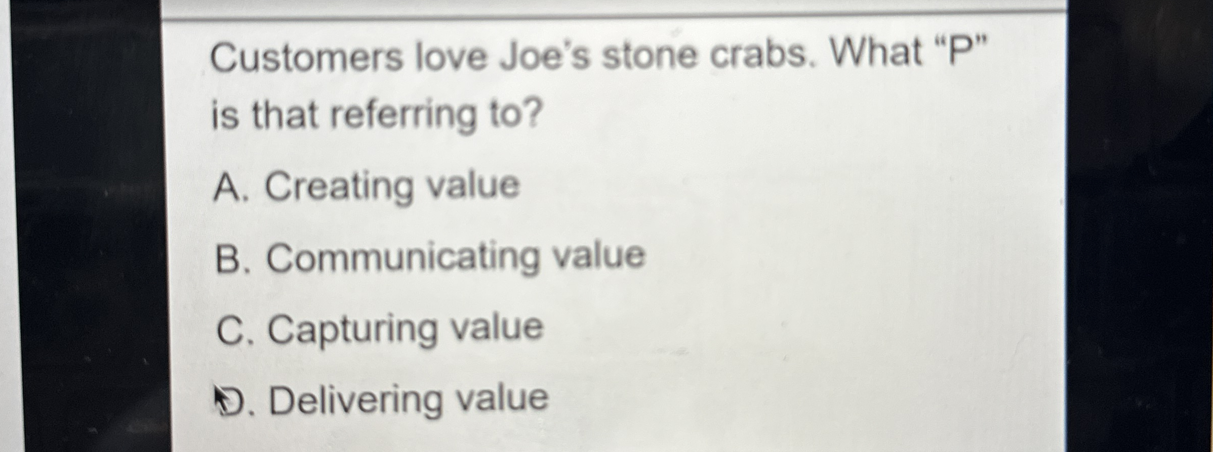 Solved Customers love Joe's stone crabs. What "P" ﻿is that | Chegg.com