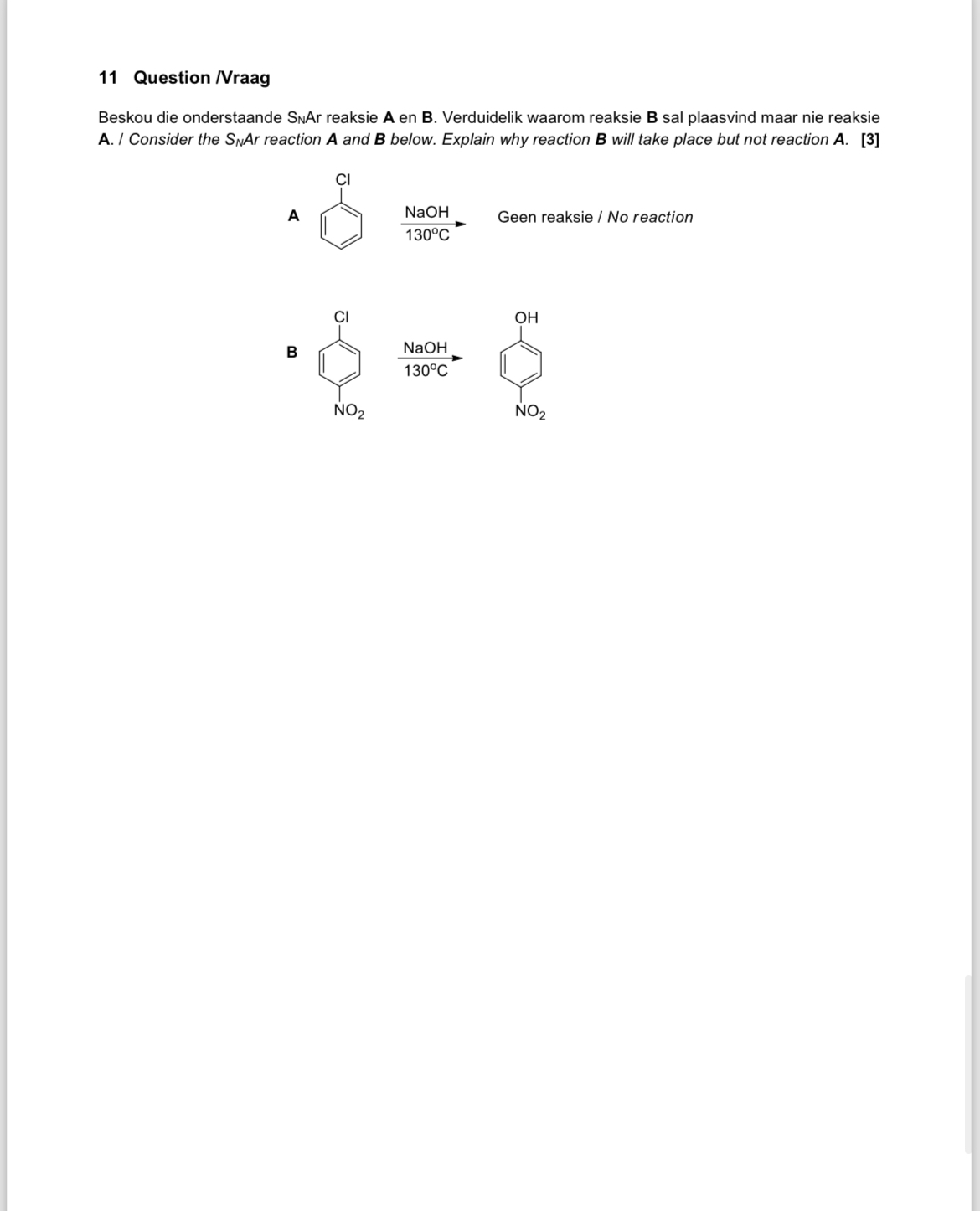 Solved 11 ﻿Question /VraagBeskou die onderstaande SNAr | Chegg.com