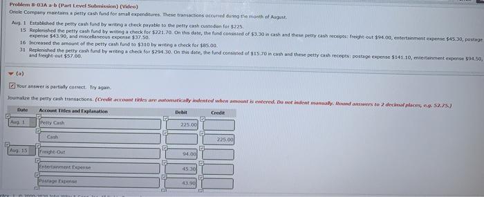 Solved Problem - a b (Part Level Submission (Video) Orole | Chegg.com