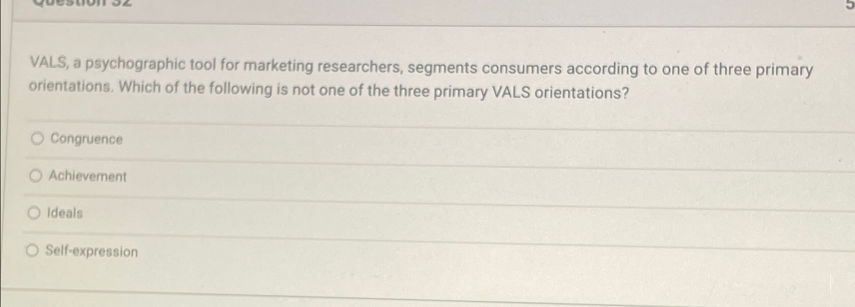 Solved VALS, a psychographic tool for marketing researchers, | Chegg.com