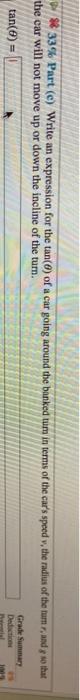 Solved 33 Part e Write An Expression For The Tan C Of Chegg