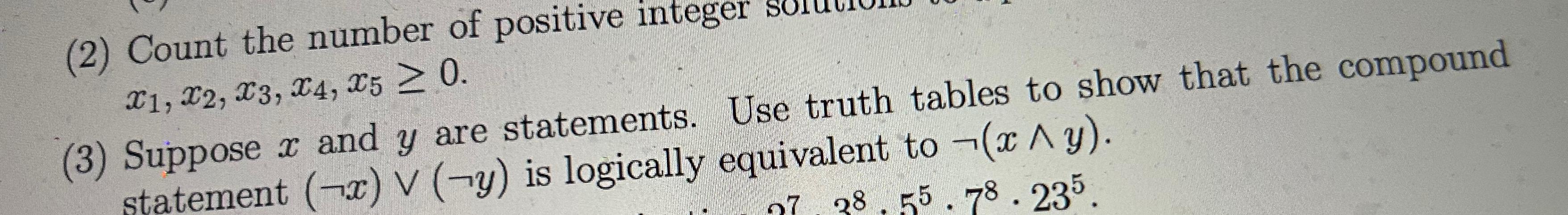 Solved (3) ﻿Suppose x ﻿and y ﻿are statements. Use truth | Chegg.com