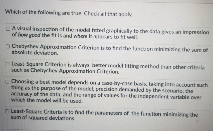 Solved Which of the following are true. Check all that | Chegg.com