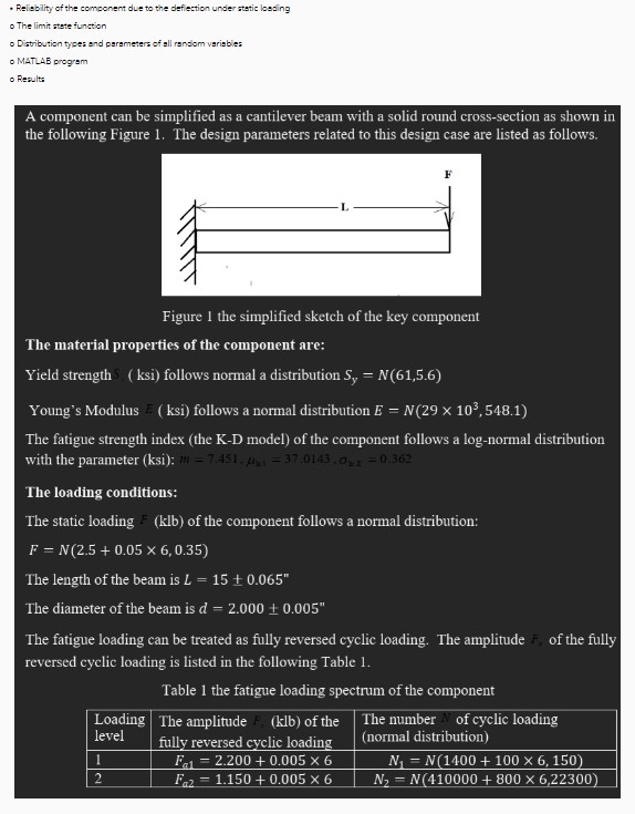 Solved Matlab code for Reliability of the component due to | Chegg.com