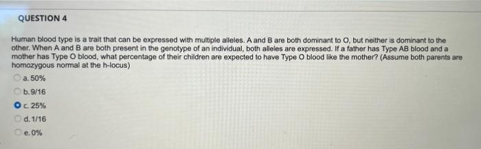 Solved Human blood type is a trait that can be expressed | Chegg.com