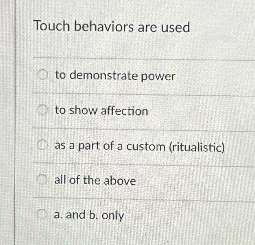 Solved Touch behaviors are usedto demonstrate powerto show | Chegg.com
