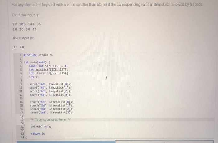Solved For any element in keysList with a value smaller than | Chegg.com