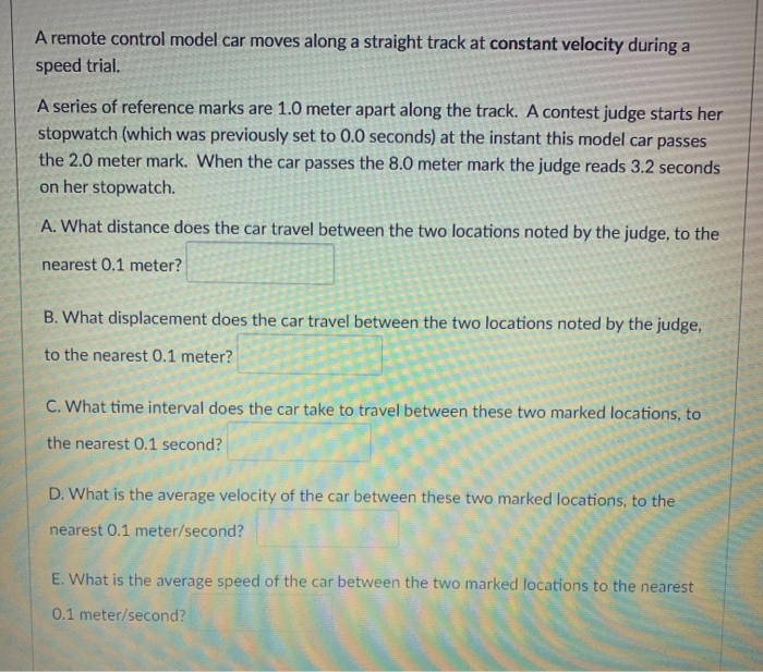 Solved A remote control model car moves along a straight | Chegg.com