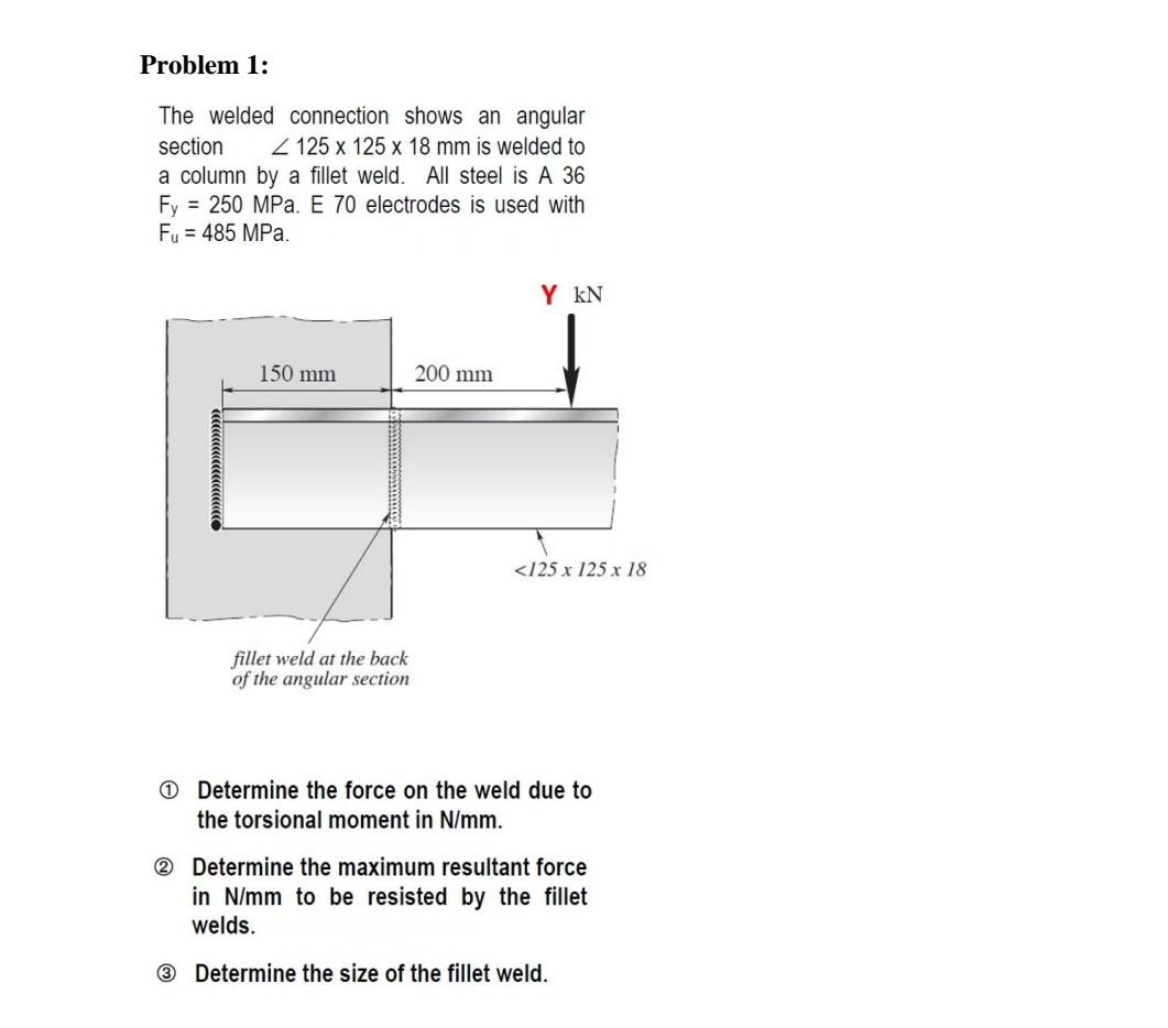[Solved]: help asap y=29Kn The welded connection s
