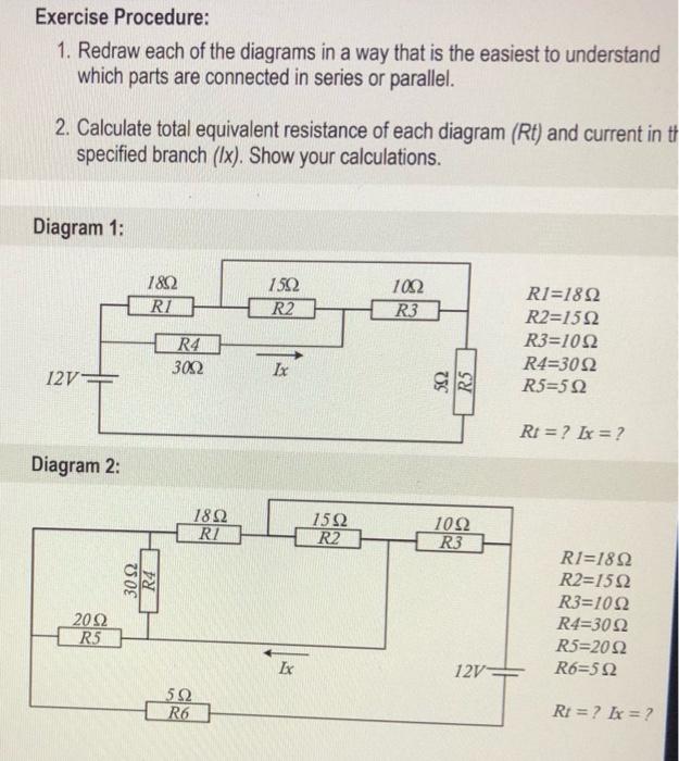 Solved Exercise Procedure: 1. Redraw each of the diagrams in | Chegg.com