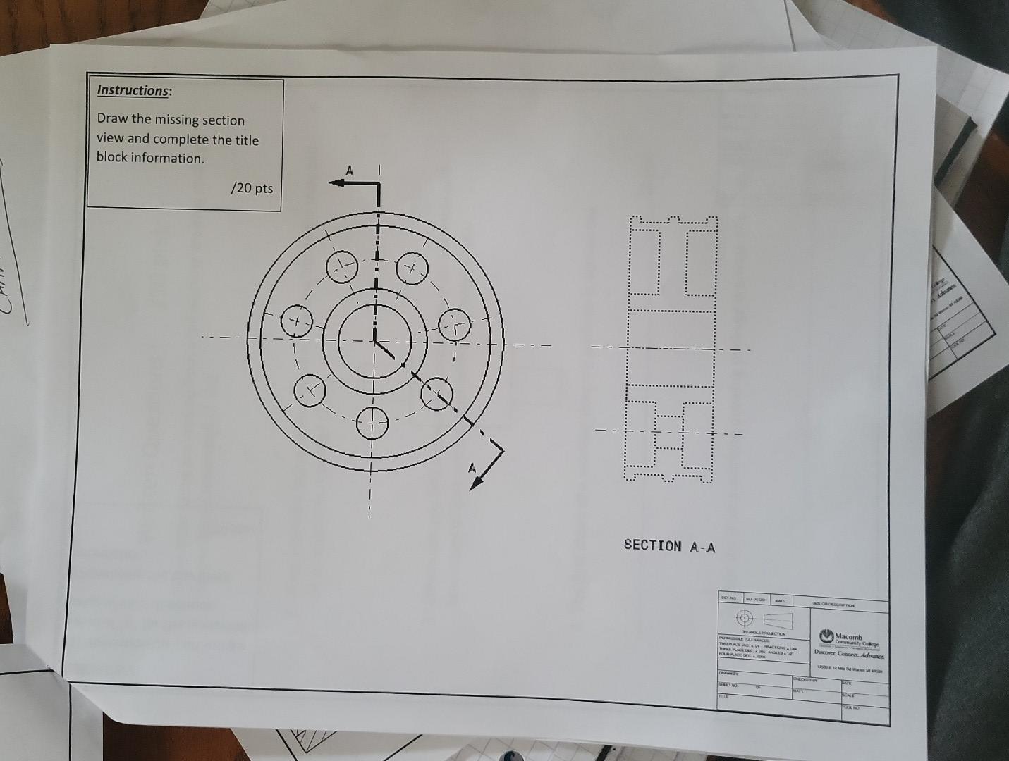 Solved Instructions: Draw the missing section view and | Chegg.com