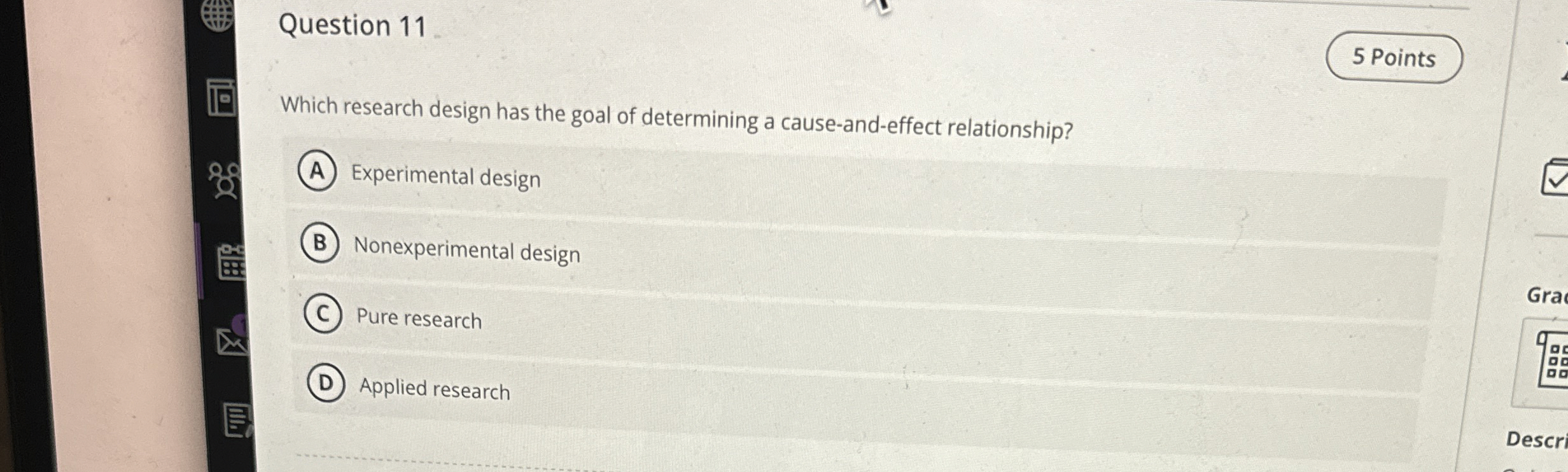 Solved Question 115 ﻿PointsWhich research design has the | Chegg.com