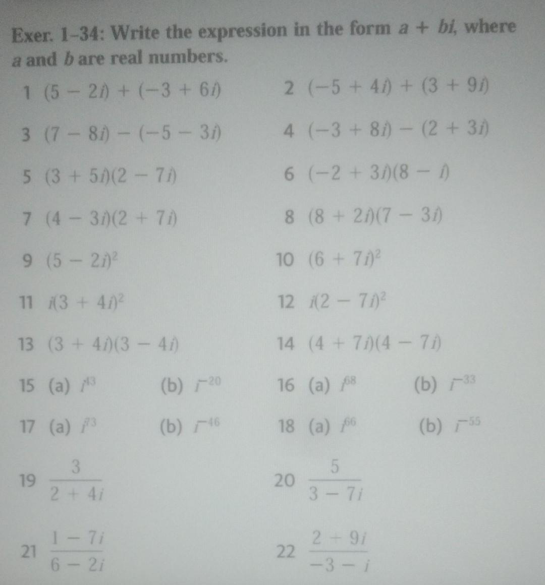 Solved Exer 1 34 Write The Expression In The Form Abl