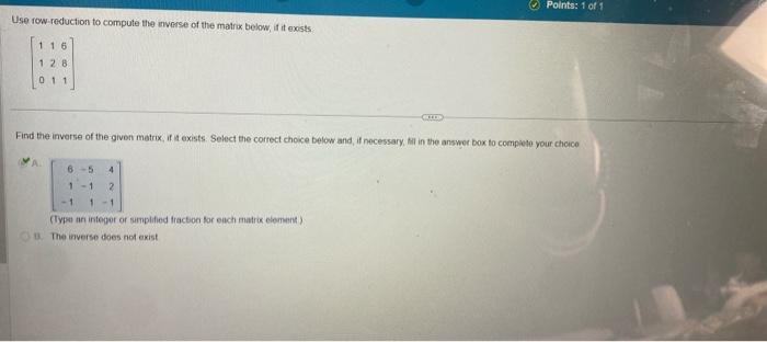 Solved Use row-reduction to compute the invarse of the | Chegg.com