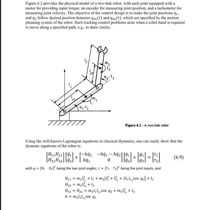 Solved Figure 6.2 provides the physical model of a two-link | Chegg.com
