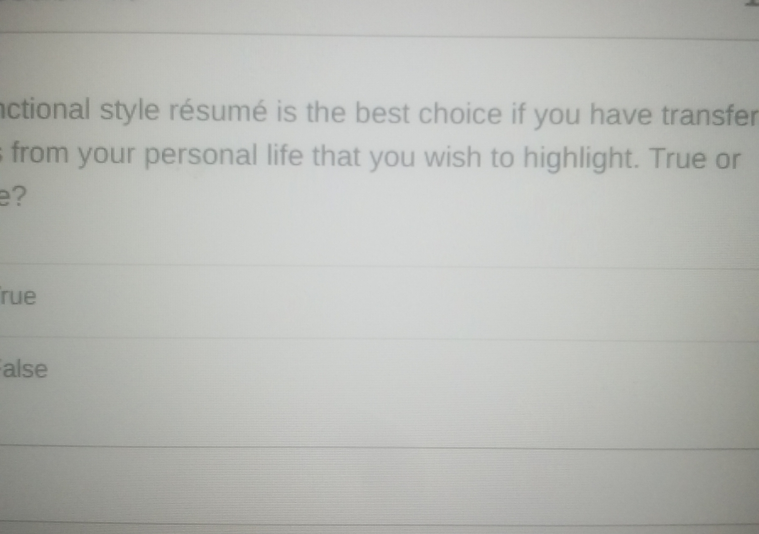 Solved A functional style résumé ﻿is the best choice if you | Chegg.com