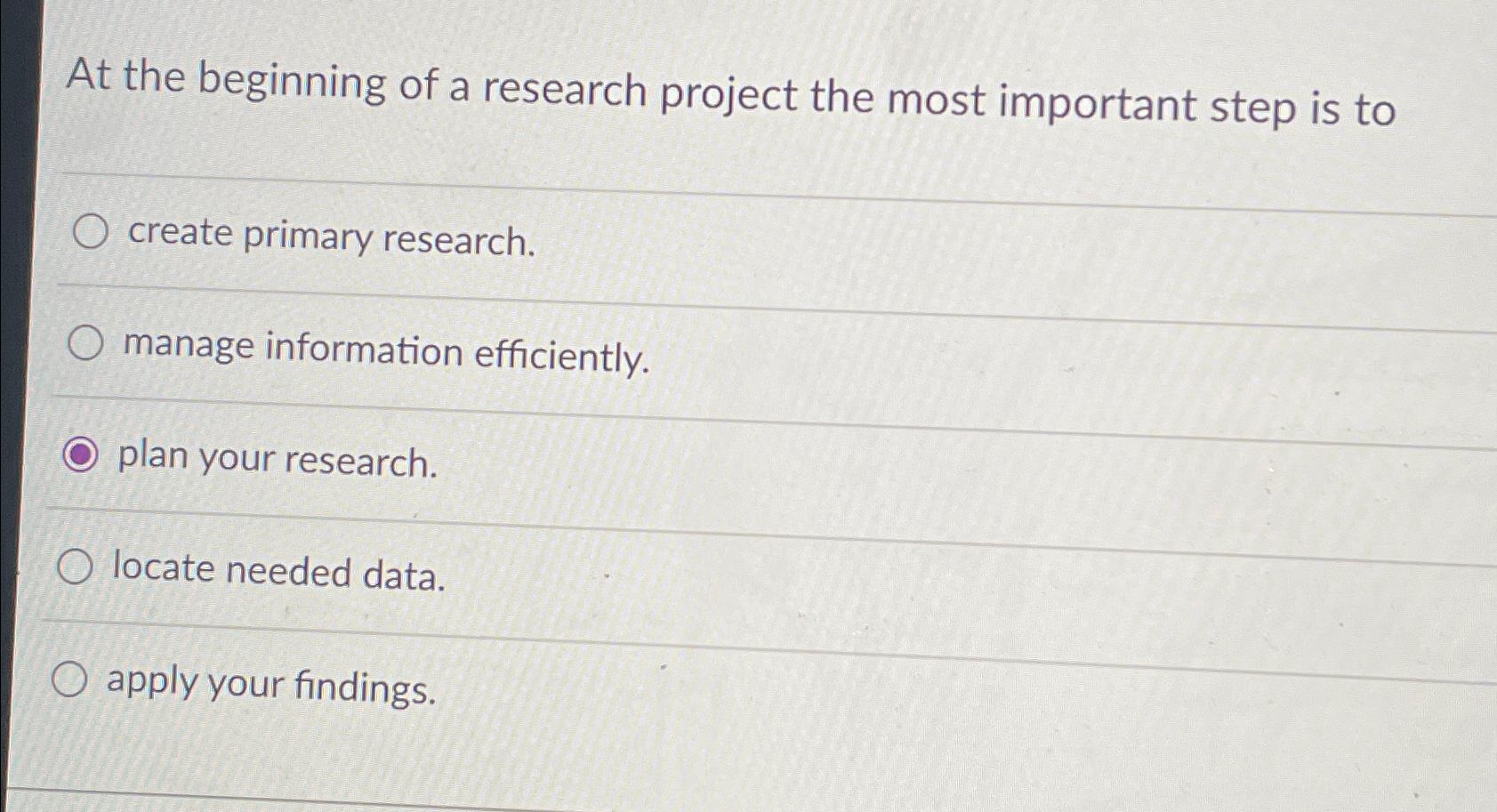 Solved At the beginning of a research project the most | Chegg.com