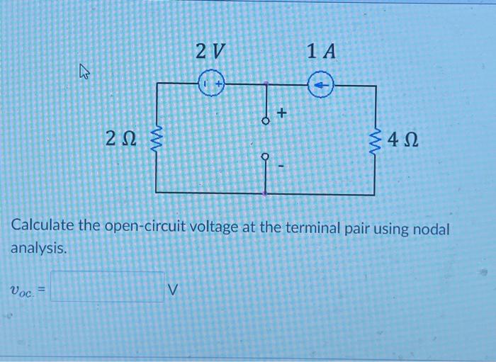 Solved یا Voc. = 202 www 2 V O V + 1 A Calculate the | Chegg.com
